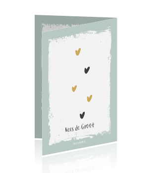 Langwerpig staand geboortekaartje met verf strepen